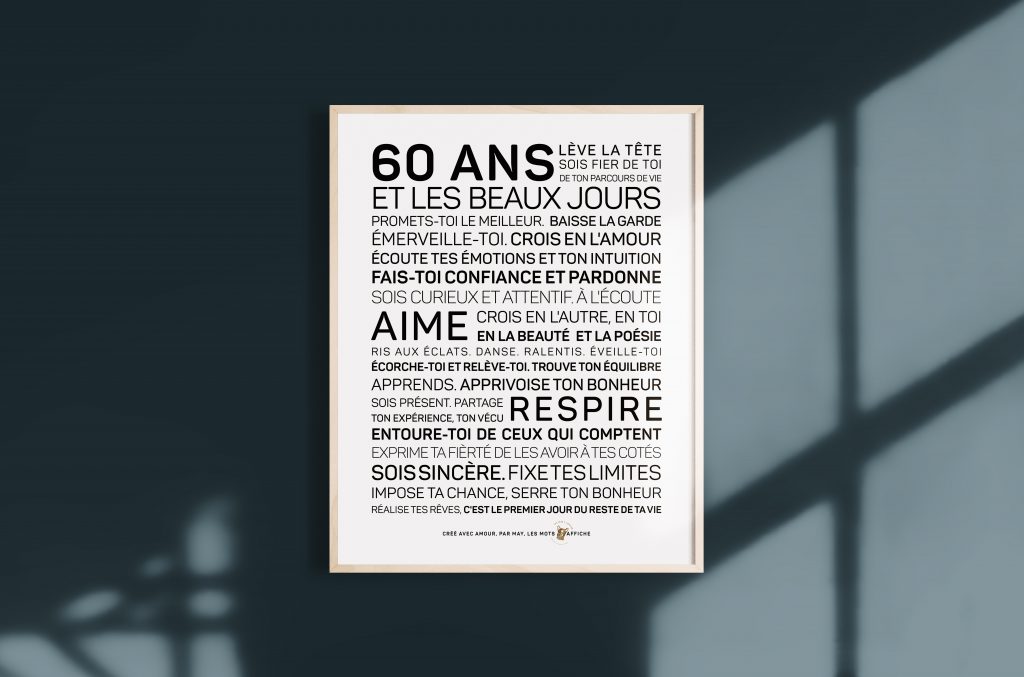 Affiche 60 ans, le plus âge - Les mots à l'affiche