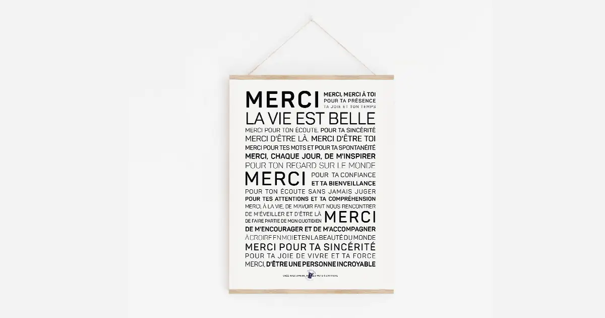 Affiche Merci (pour dire merci) - Les mots à l'affiche