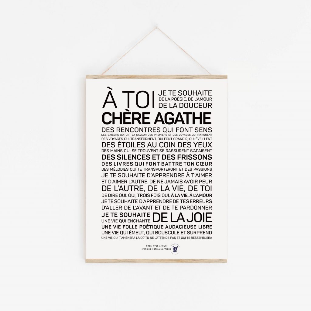 Affiche cadeau prénom Agathe - Les mots à l'affiche