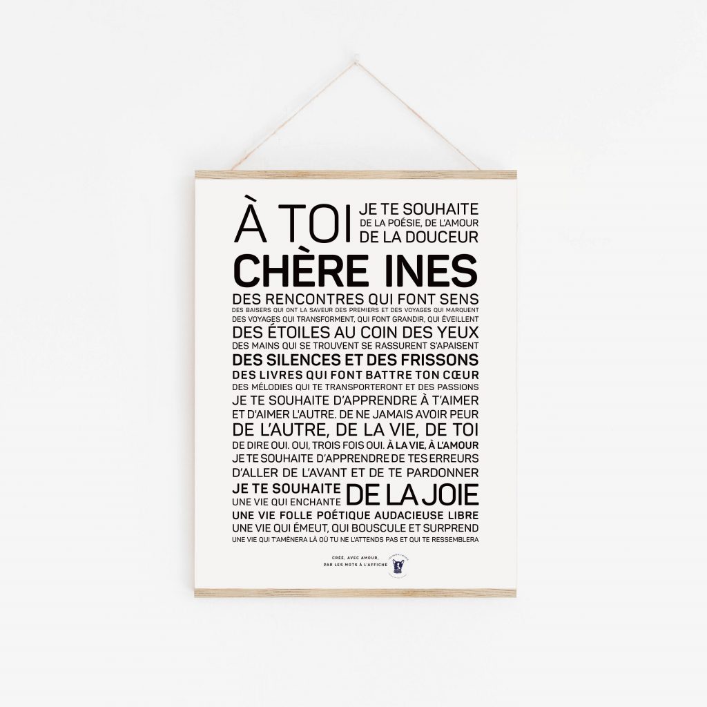 Affiche cadeau prénom Inès - Les mots à l'affiche