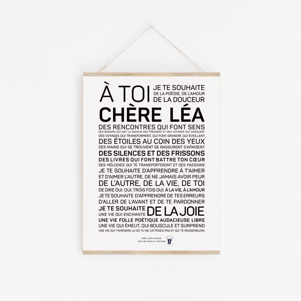 Affiche cadeau prénom Léa - Les mots à l'affiche
