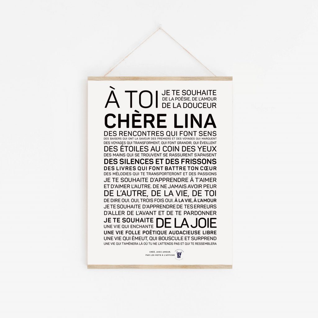 Affiche cadeau prénom Lina - Les mots à l'affiche