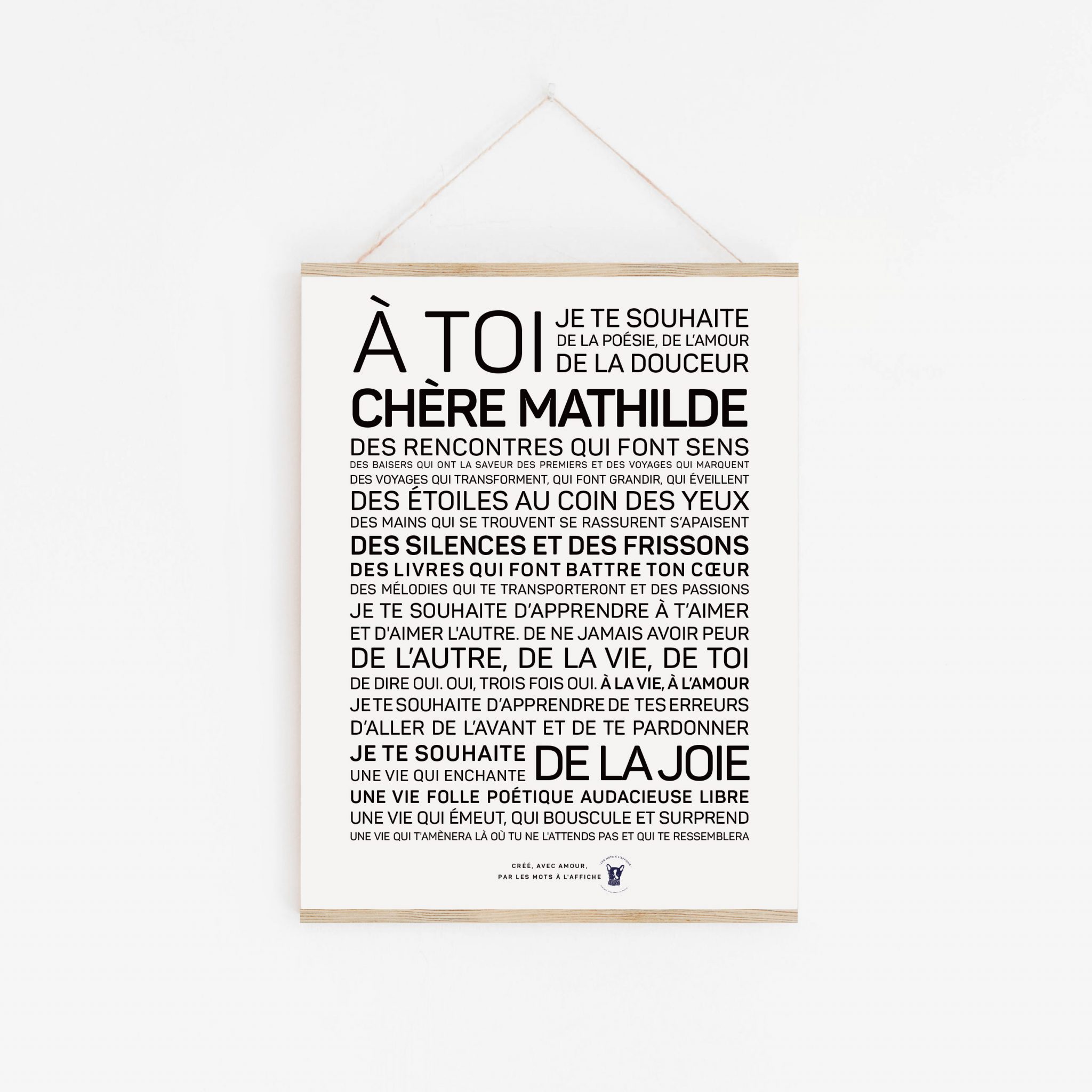 Affiche cadeau prénom Mathilde - Les mots à l'affiche