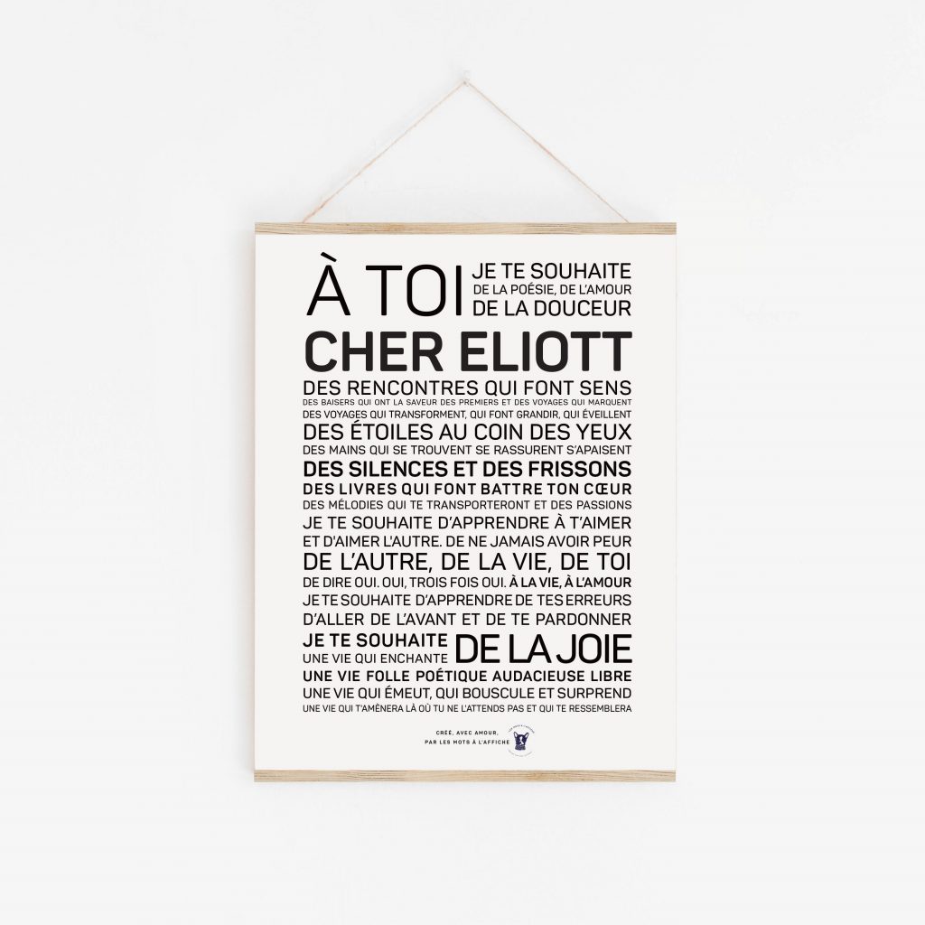 Affiche cadeau prénom Eliott- Les mots à l'affiche