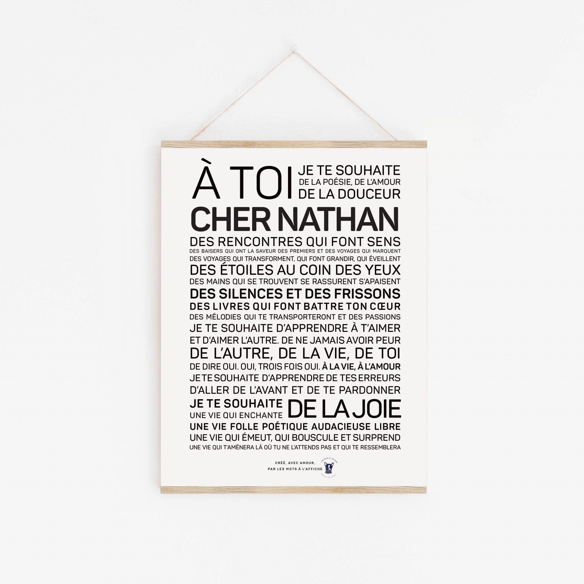 Affiche cadeau prénom Nathan- Les mots à l'affiche
