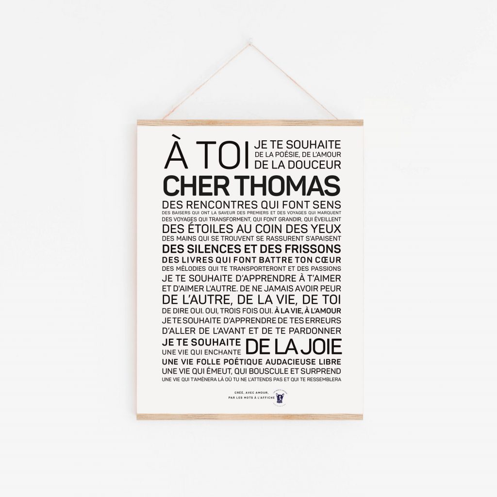 Affiche cadeau prénom Thomas- Les mots à l'affiche