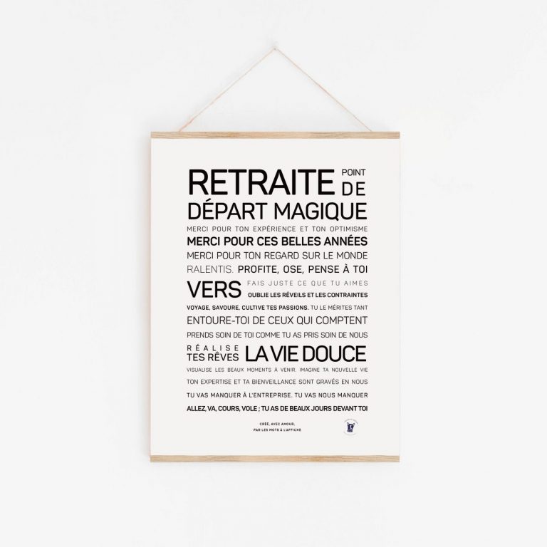 Affiche Retraite (tutoiement) - poster avec du texte et des messages ...
