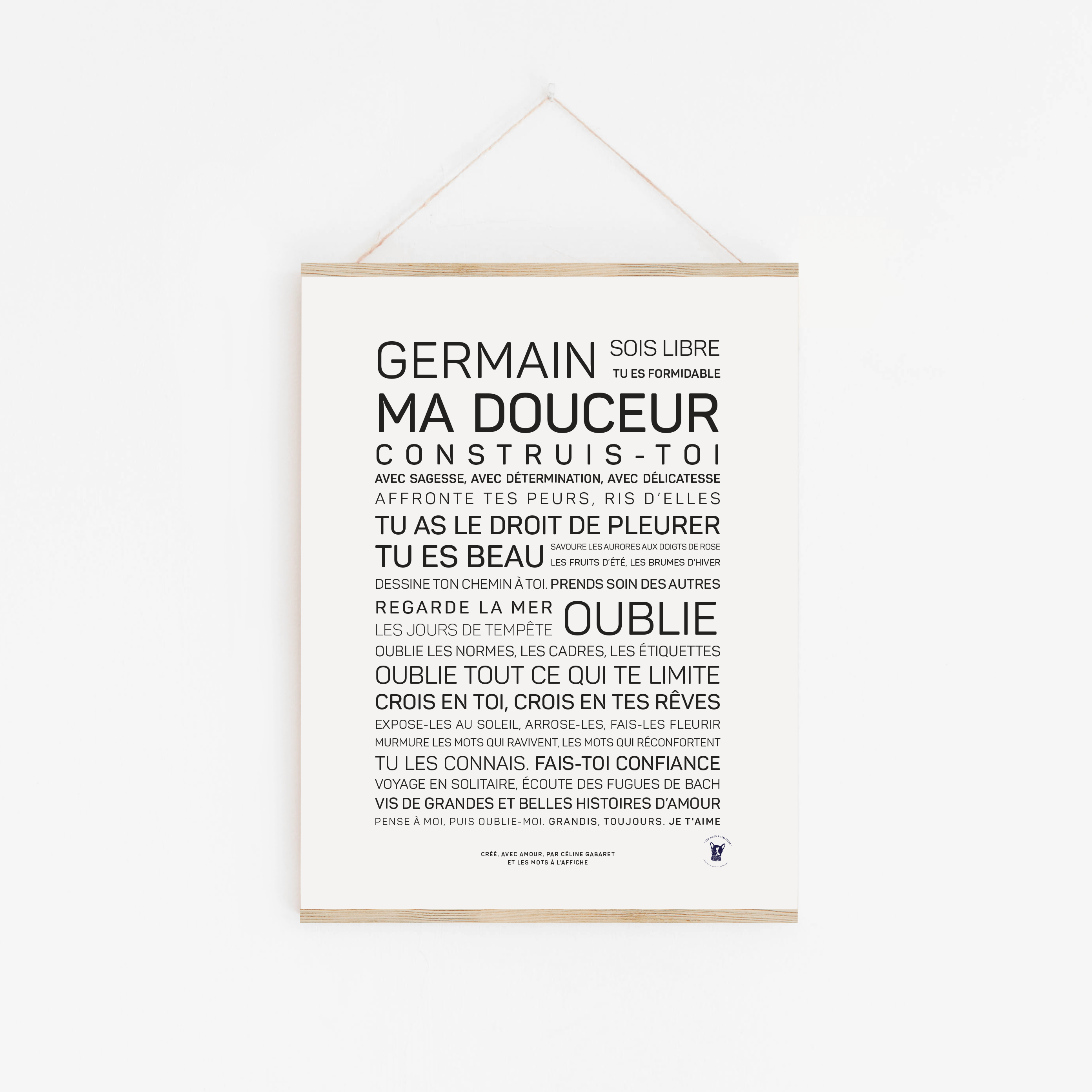 Affiche cadeau prénom Germain, ma douceur - Les mots à l'affiche