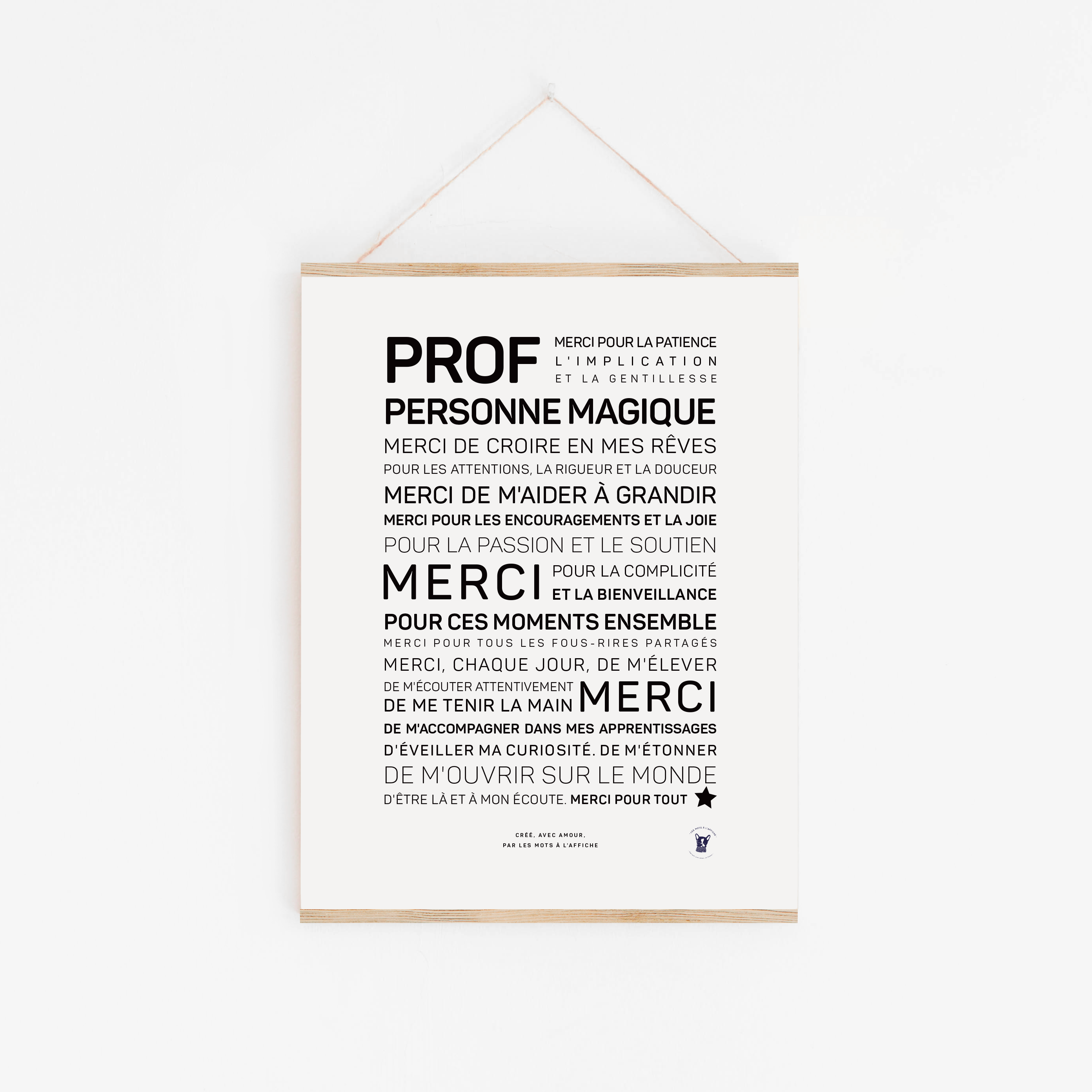 Affiche Prof, personne magique (noir et blanc) - Les mots à l'affiche