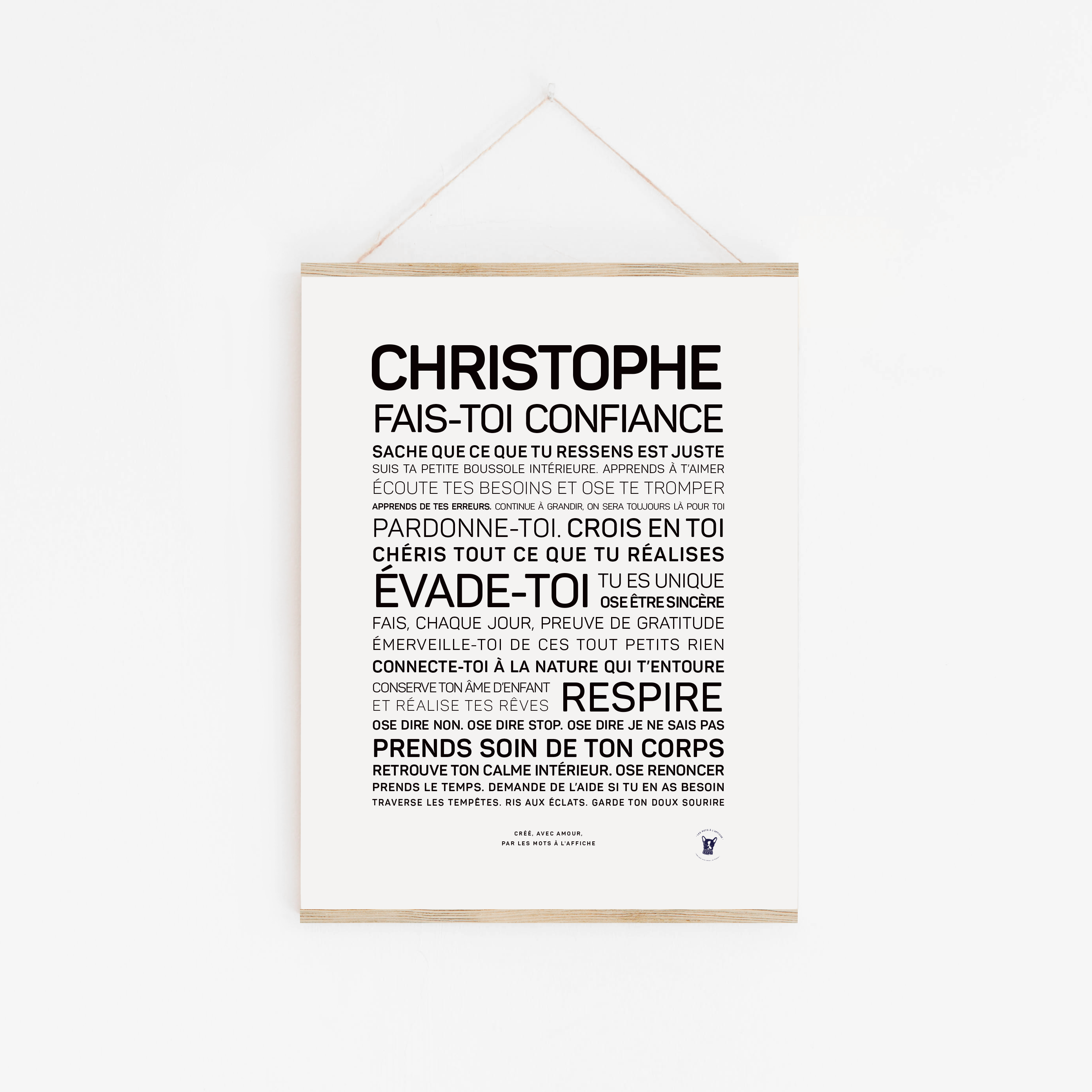 Affiche cadeau Christophe, fais-toi confiance - Les mots à l'affiche