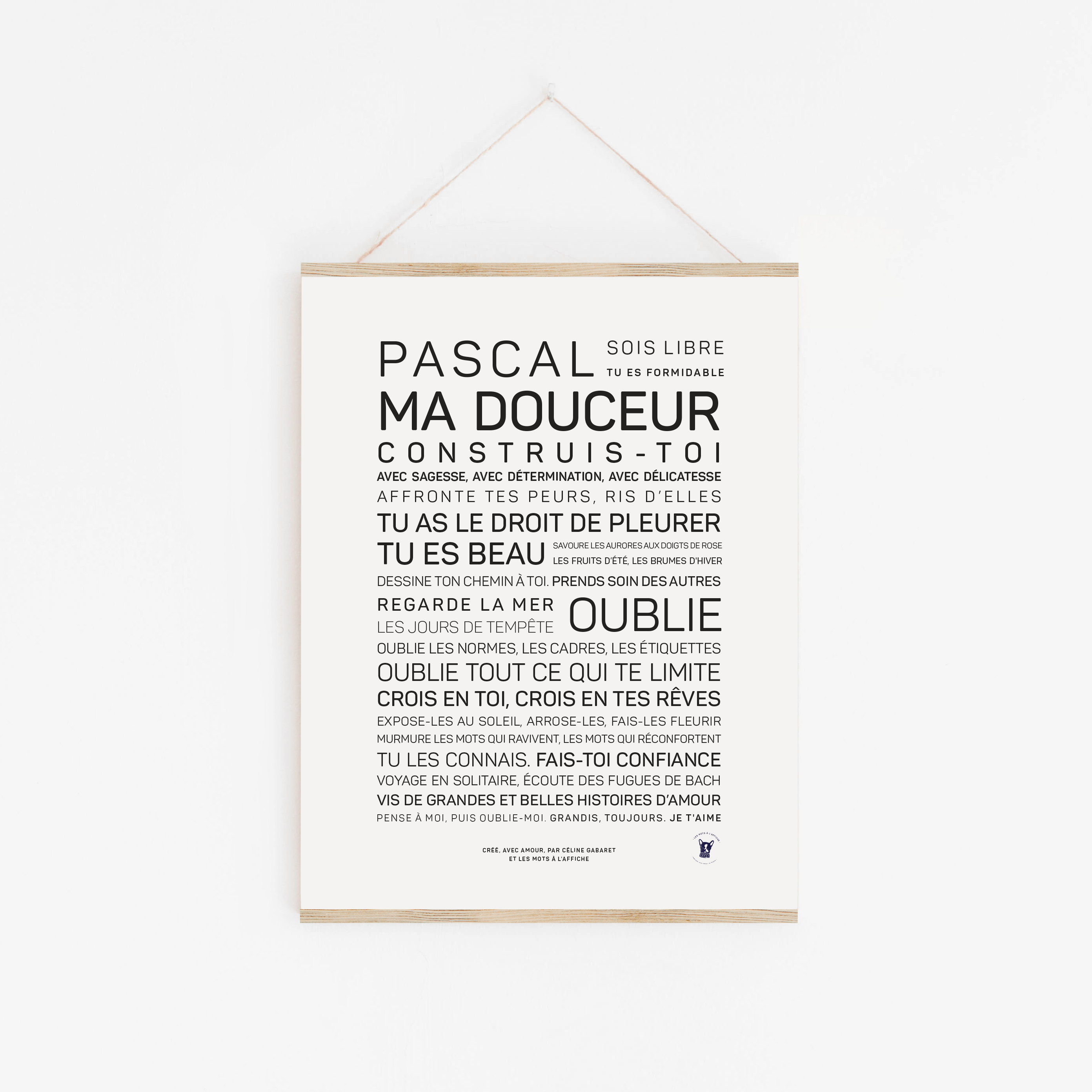 Affiche cadeau prénom Pascal, ma douceur - Les mots à l'affiche